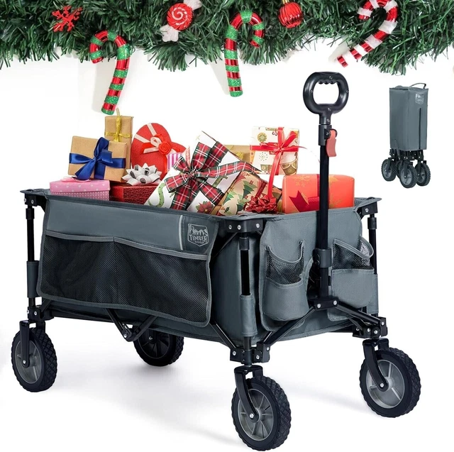TIMBER RIDGE GARDEN Cart Heavy Duty Collapsible Telesc. Handle (Grey ...