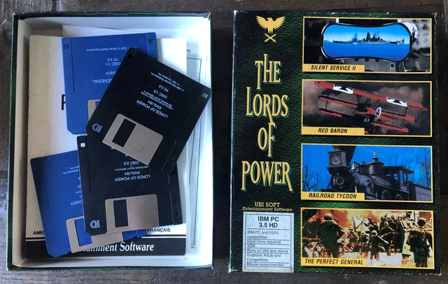 THE LORDS OF POWER UbiSoft IBM PC 1991 Silent service II Red baron ...