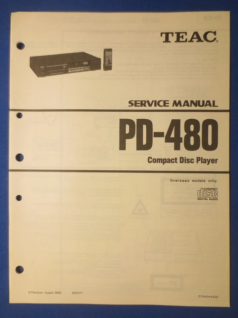 TEAC PD-480 CD Service Manual Factory Original The Real Thing $17.02 - PicClick CA