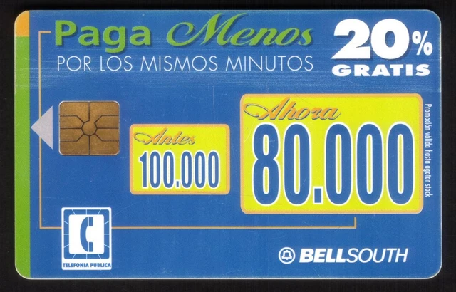 80,000 PAGA MENOS (Tarjeta Chip Bellsouth) Tarjeta De Teléfono USADA ...
