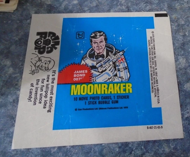 MOONRAKER JAMES BOND 007movie wax pack wrapper 1979 Ring Pop AD $15.00 ...