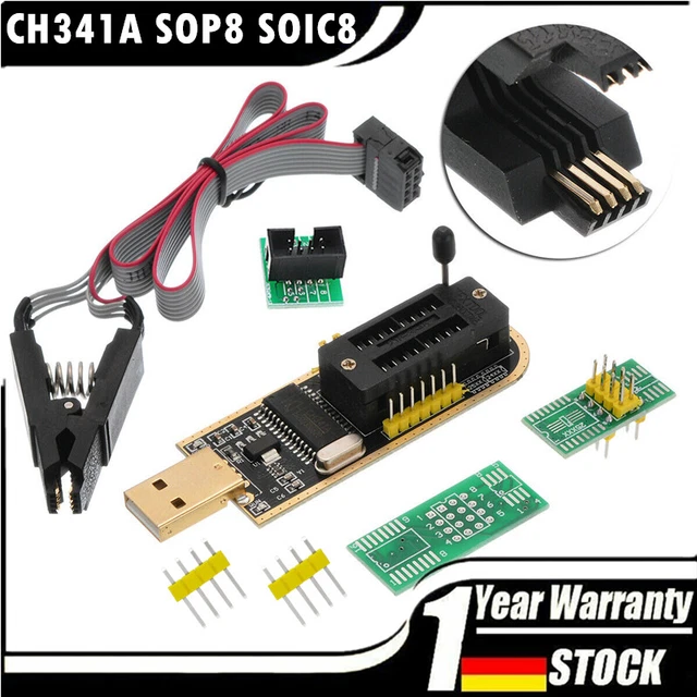 CH341A 24 25 Series EEPROM Flasher USB BIOS Programmer Mit SOIC8 Clip ...