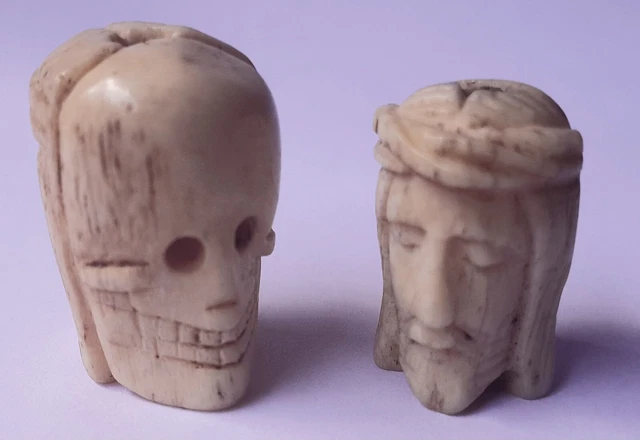 RARES DEUX JANUS CHRIST MEMENTO MORI VANITE CRANE GRAINS DE ROSAIRE 17 ...