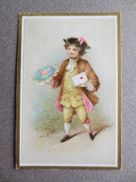 ANTIQUE GREETINGS CARD Georgian Dandy with Flowers and Sealed Letter ...