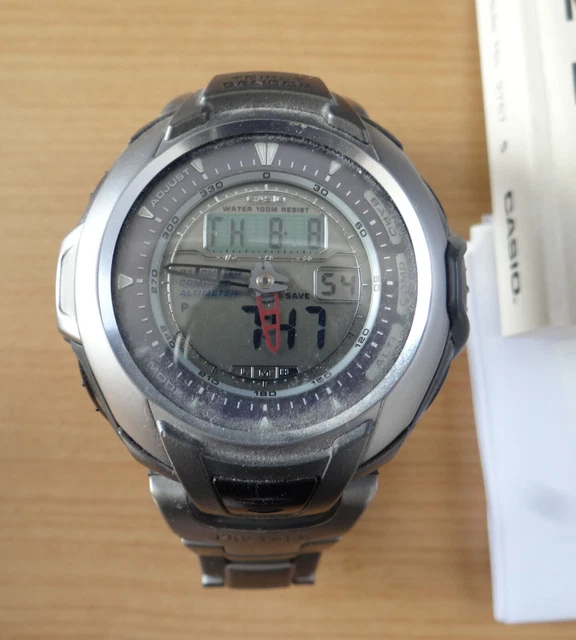 CASIO PROTREK PRG-60T Triple Sensor Solar Power Watch Titanium Strap Never Worn £161.92 ...