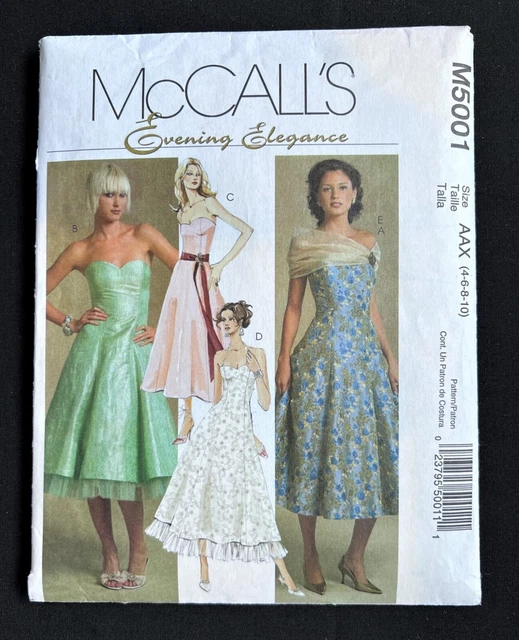 MCCALL'S 5001 MISSES Lined Dresses and Wrap Original 2005 Pattern 4-6-8-10-Uncut $12.00 ...