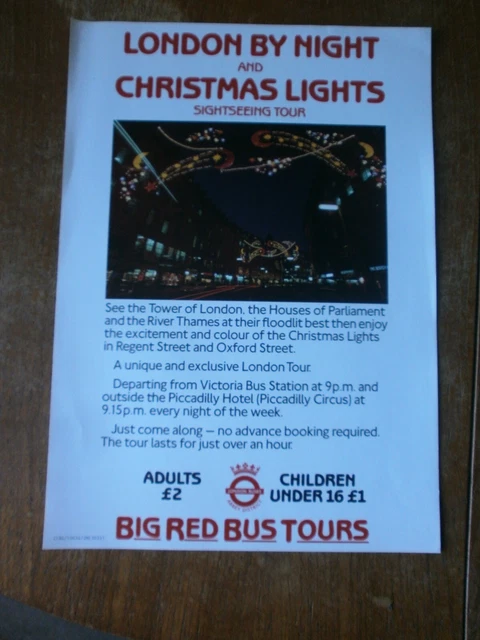 LONDON TRANSPORT TIMETABLE Panel Poster-London By Night Big Red Bus ...