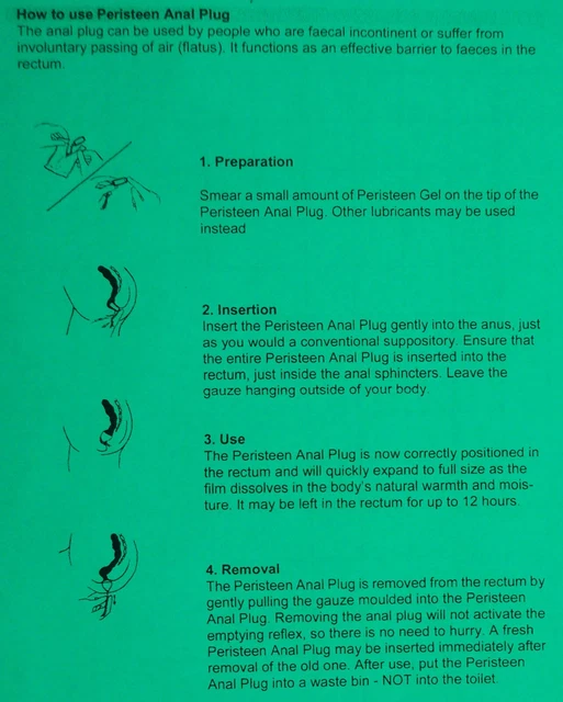 BOUCHON RECTAL EN mousse Coloplast Peristeen tampon pour incontinence ...