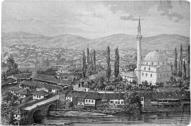 BULGARIA - THE CITY OF TIRNOVA (VELIKO TARNOVO) view from the YANTRA ...