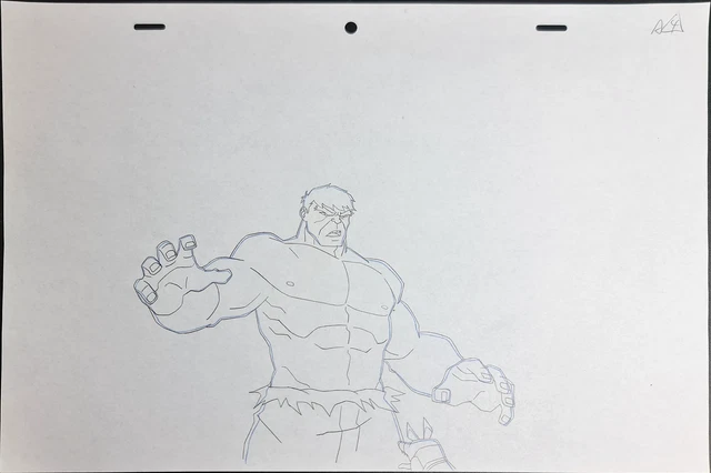 MARVEL AVENGERS ASSEMBLE Production Animation Cel Drawing: Hulk - 1221 ...