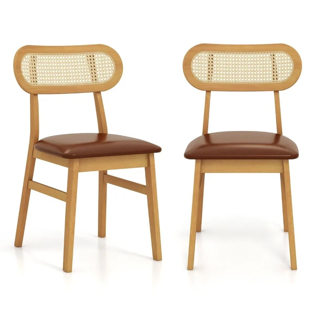 2ER-SET ESSZIMMERSTÜHLE HOLZ Holzstühle mit gepolsterter Sitzfläche Braun/Schwar EUR 140,90 ...