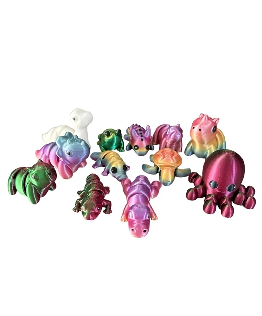 5 RANDOM MINI Animals Fidget Toys 3D Printed Flexi Sensory gadgets gift ...