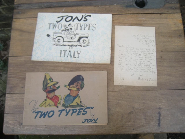 WW2 JON'S TWO Types and Two Types in Italy and 1945 letter from officer ...