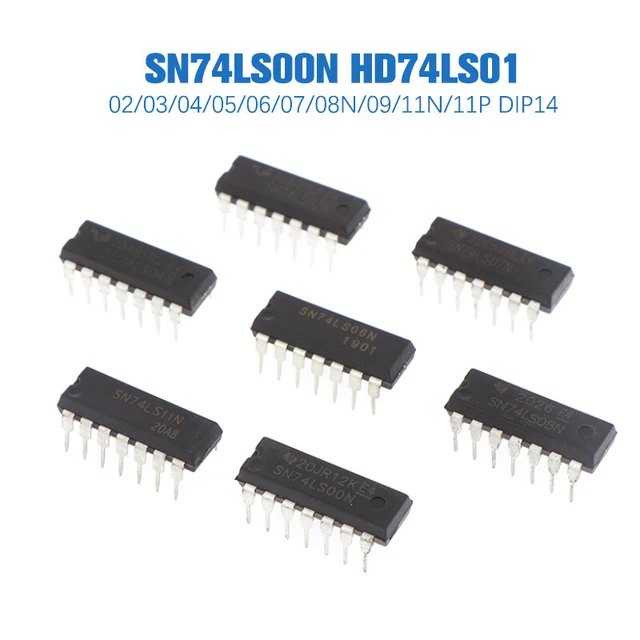 10 PCS 74LS00 74Ls01 74Ls02 74Ls04 74Ls05 74Ls06 74Ls07 74Ls08 74Ls09 ...