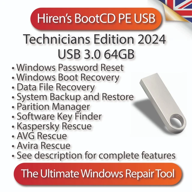 HIREN'S BOOTCD PE USB - 2024 Technicians Edition - Ultimate Recovery ...