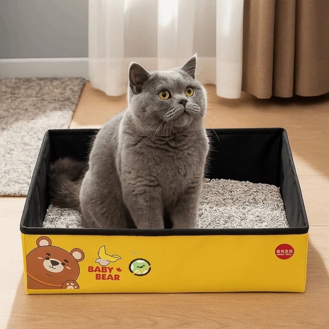 WATERPROOF PORTABLE LITTER Box Anti-splash Foldable Cat Litter Box Car ...