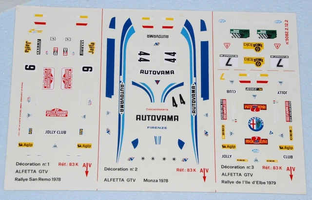 ALFA ROMEO ALFETTA GTV - Cartograph 3 Versioni Decals 1/43 EUR 8,00 ...