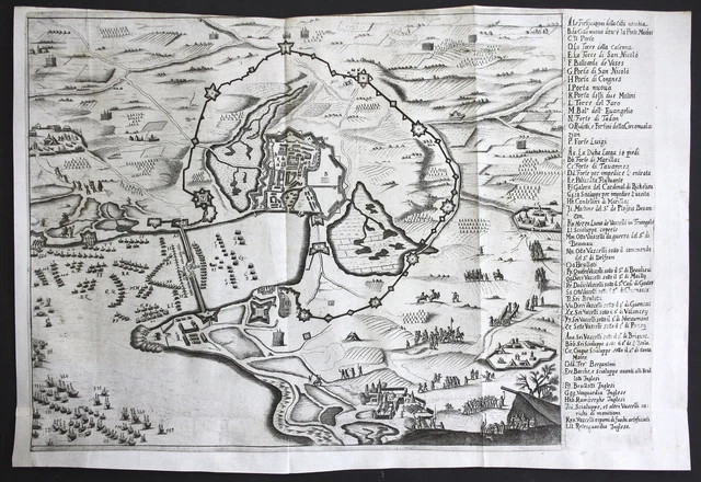 LA ROCHELLE SIÈGE Siege France Carte Map Plan Gravure sur Cuivre 1672 ...