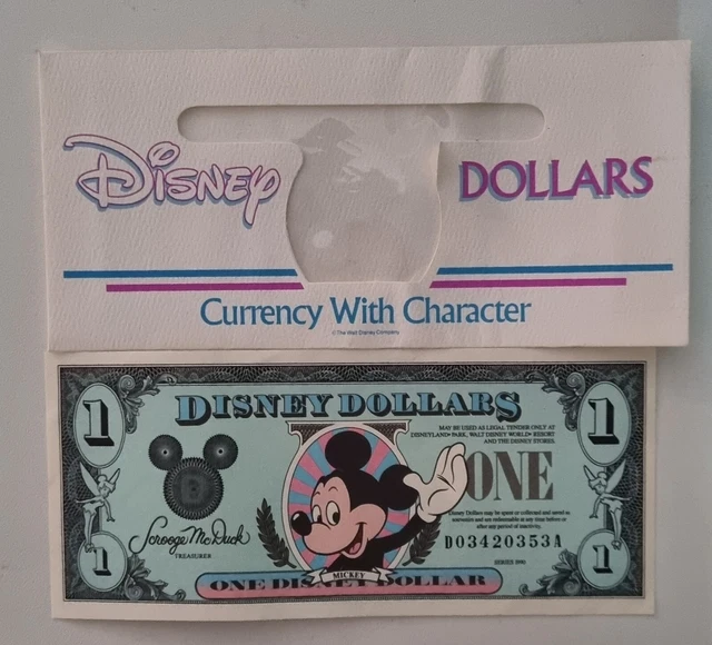 DISNEY DOLLARS 1990 one 1 disneyland collectors collectible Dollar USA ...