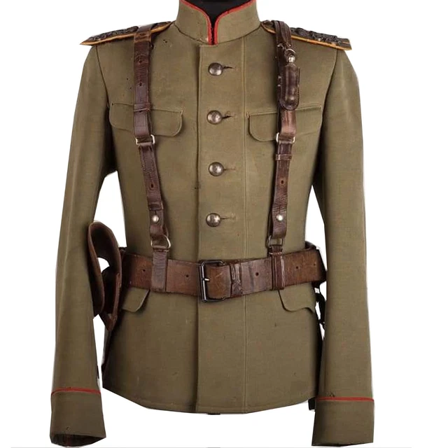 WW1 MILITARY UNIFORM Military Soldier Officer Jacket Olive Green Wool ...