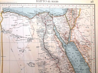 CARTA GEOGRAFICA ANTICA EGITTO EPOCA COLONIALE tra 1e2 GUERRA 1927 ...