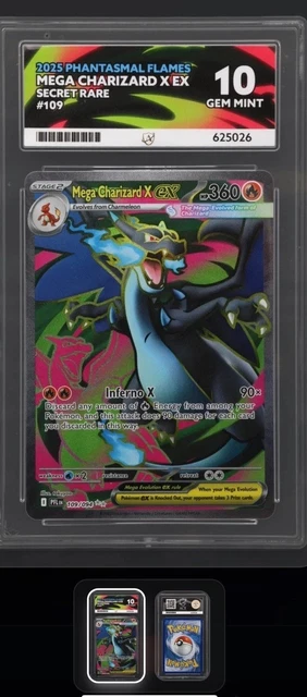 MEGA CHARIZARD X Ex Phantasmal Flames 1st Ace 10 label £312.70 ...