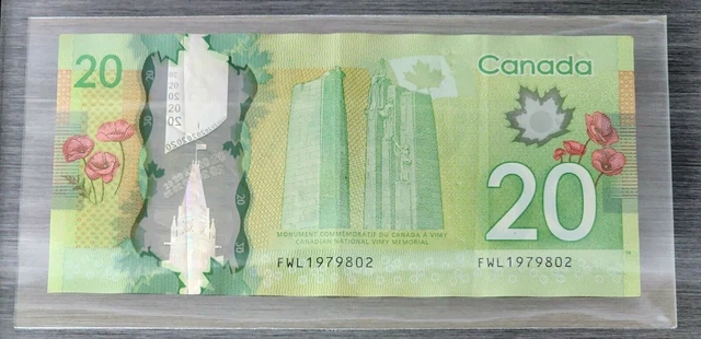 2012 CANADIAN BANKNOTE $20 Twenty Dollar Poly Birthday Serial Number ...