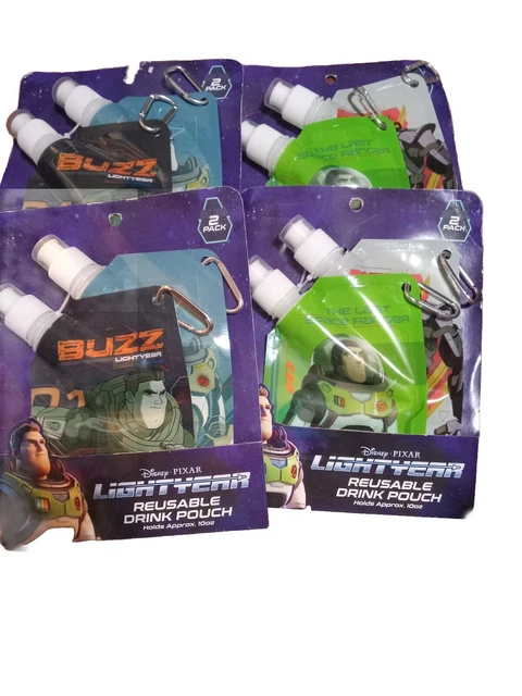 (4) DISNEY'S PIXAR Buzz Lightyear Reusable Drink Pouch 10oz Space ...