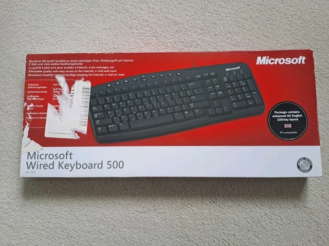 MICROSOFT 500 WIRED PS/2 Multimedia Keyboard - Black (BOXED, BRAND NEW ...