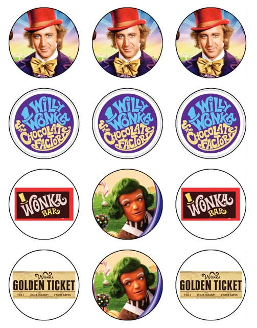 WILLY WONKA EDIBLE Cupcake Topper Wafer Birthday Cake Wonka Decoration ...