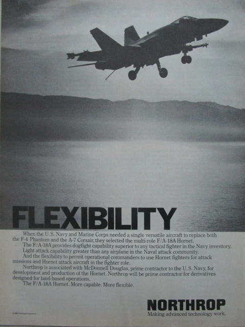 8/1980 NORTHROP F/A-18A Hornet Us Navy Marine Body Flexibility Original ...