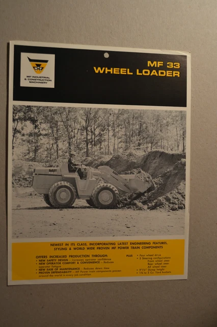 MASSEY FERGUSON BROCHURE - MF 33 Wheel Loader - 1968 £9.19 - PicClick UK