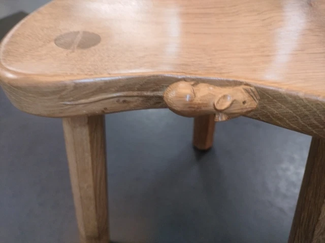 ROBERT MOUSEMAN THOMPSON Stool With Signature Carved Mouse Great ...
