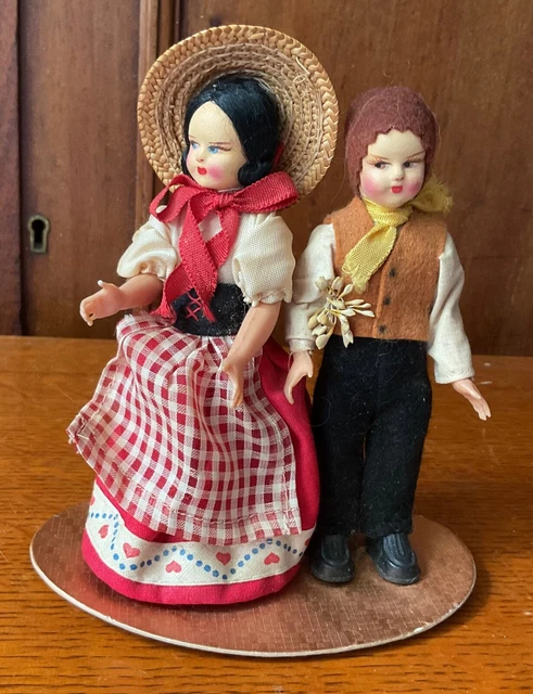 VINTAGE ITALIAN SOUVENIR Boy & Girl Small Dolls On Card Base £15.28 ...