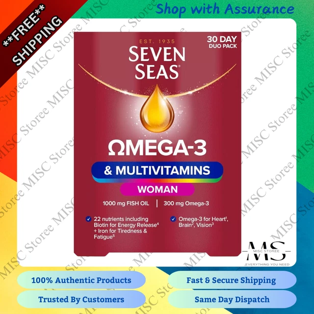 SEVEN SEAS OMEGA-3 & Multivitamins Woman, 30-Day Duo Pack - Brand New £ ...