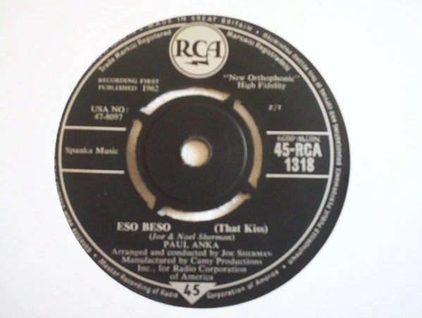 PAUL ANKA - Eso Beso (That Kiss) / Give Me Back My Heart (7", Single ...