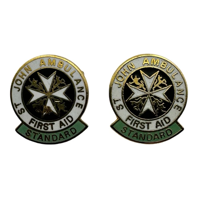VINTAGE ST. JOHN Ambulance First Aid Standard Pins Set of 2 - Enamel ...