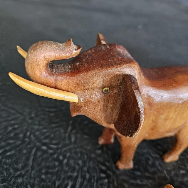 BEAUTIFUL HAND CARVED Wooden Elephants Statue Solid Wood Large And ...