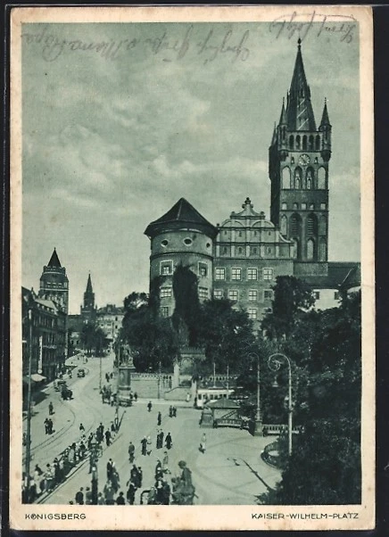 ANSICHTSKARTE KÖNIGSBERG, STRASSENBAHN auf dem Kaiser Wilhelm-Platz ...