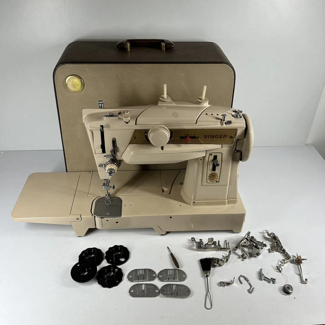 SINGER 401 G Sewing Machine w/Extension Table Accessories Case No Pedal ...