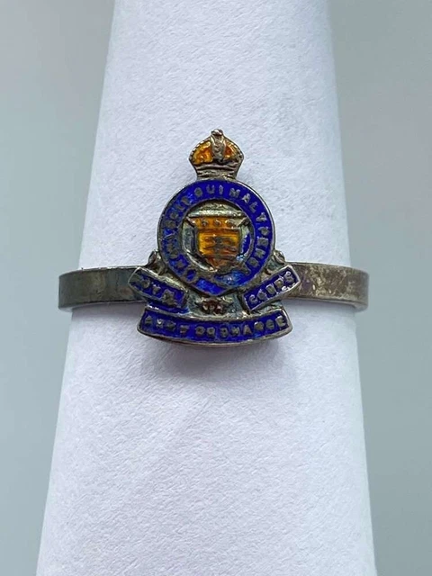 WW2 BRITISH SILVER & Enamel Royal Army Ordnance Corps Sweetheart Ring ...