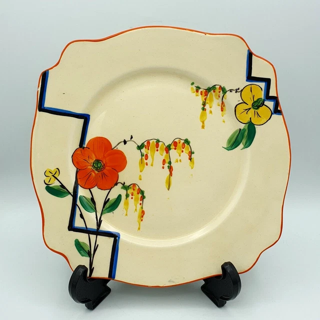 RARE DOLLY CLIFF Leonora Pattern Wilkinson Honeyglaze Plate 22.5 cm ...