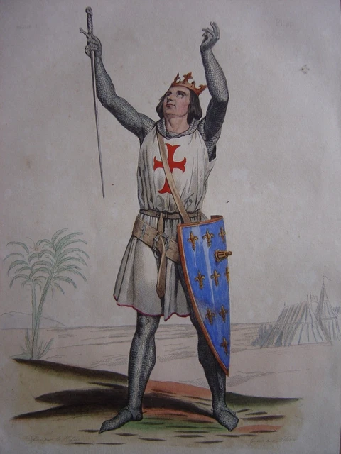 GRAVURE DU XIXÈME siècle Portrait du Roi de France Louis IX dit SAINT ...