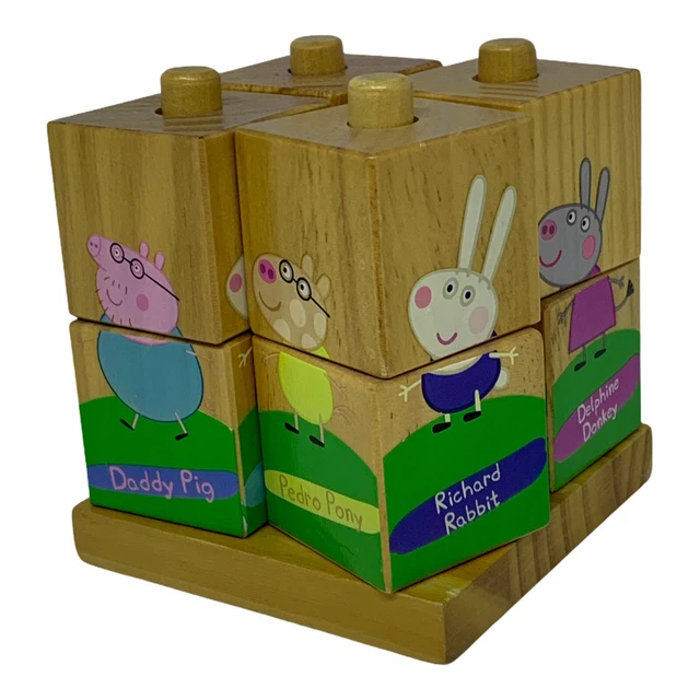 PEPPA PIG WOODEN Preschool Toy - 2003 - Puzzle Blocks 16 Characters - 8 ...