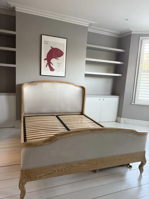LOAF JOËLLE FRENCH Style Bed Frame,Whitewashed Oak,Natural Linen King ...