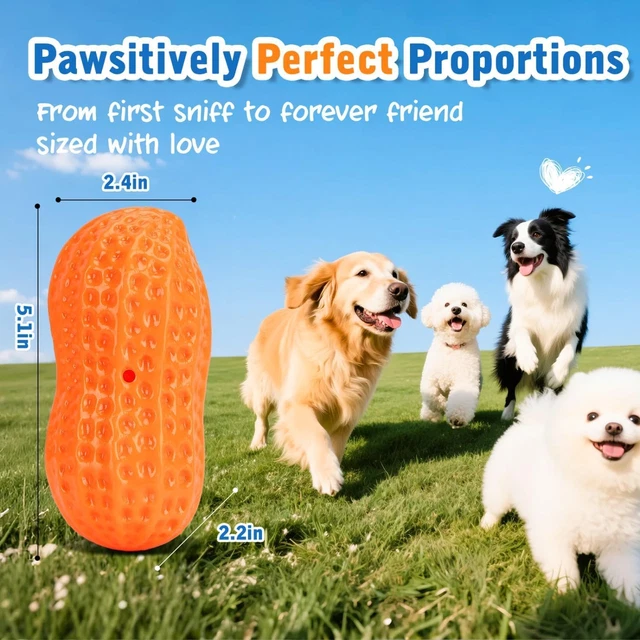 SQUEAKY DOG TOYS, 4 Pack Peanut Chew Ball for Pet Teeth Cleaning Puppy ...