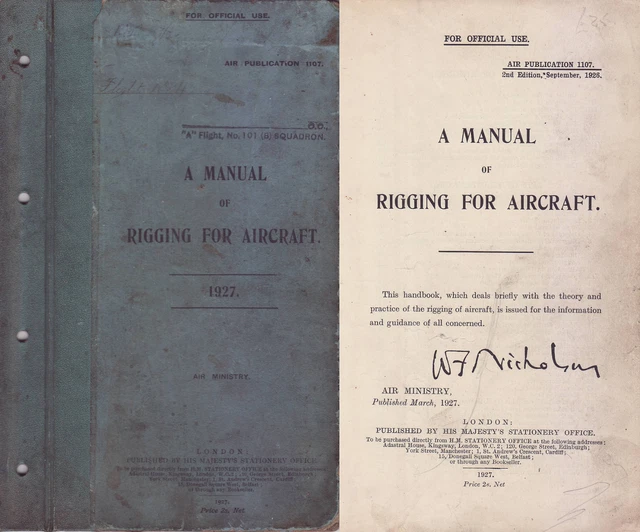 1920'S AIRCRAFT RIGGING MANUAL FARMAN LONGHORN PUP SCOUT DH.9 DH.2 FE2 ...