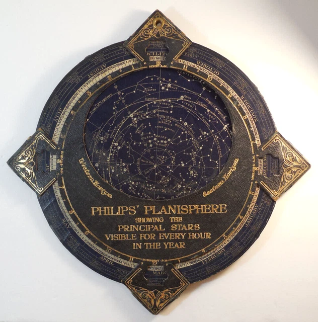 ANTIQUE PHILIPS' PLANISPHERE Showing the Principal Stars Visible for ...