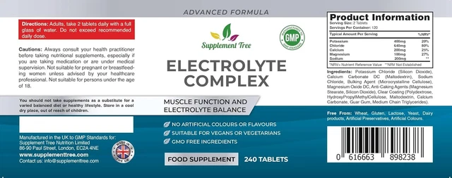 ELECTROLYTES COMPLEX | 240 Vegan Tablets | Electrolyte Pills with ...