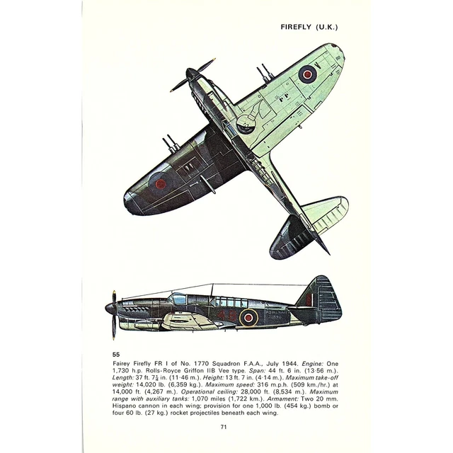 FAIREY FIREFLY FR I Supermarine Spitfire HF UK 1969 Fighter Aircraft ...